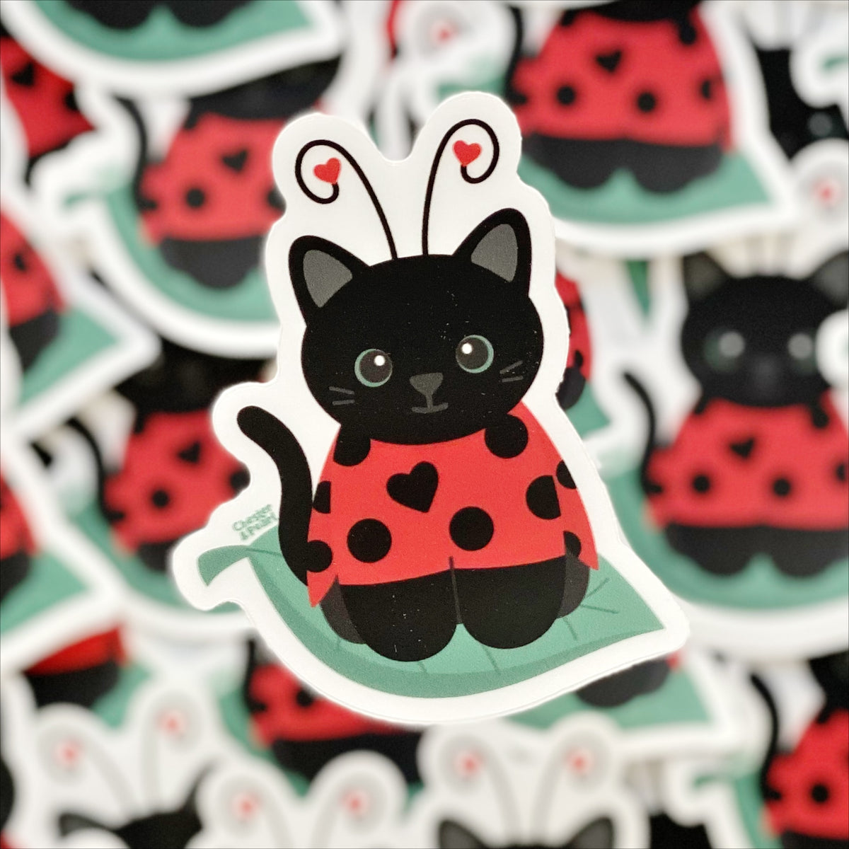 Love Bug 3-in. Vinyl Black Cat Sticker – Chester & Pearl