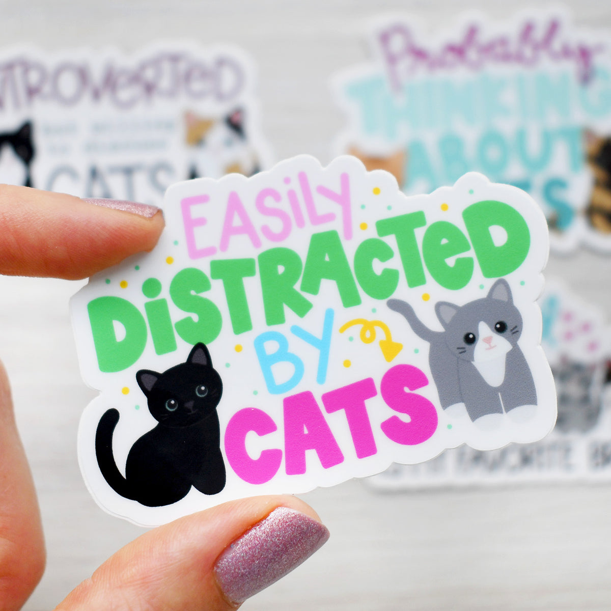 Easily Distracted By Cats 3-in. Vinyl Cat Sticker – Chester & Pearl